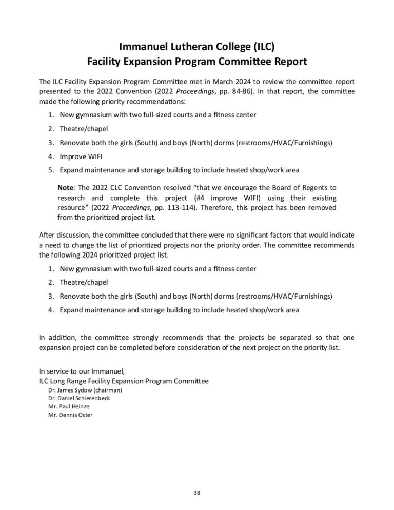 ILC Facility Expansion Project – Development plans for the Immanuel ...